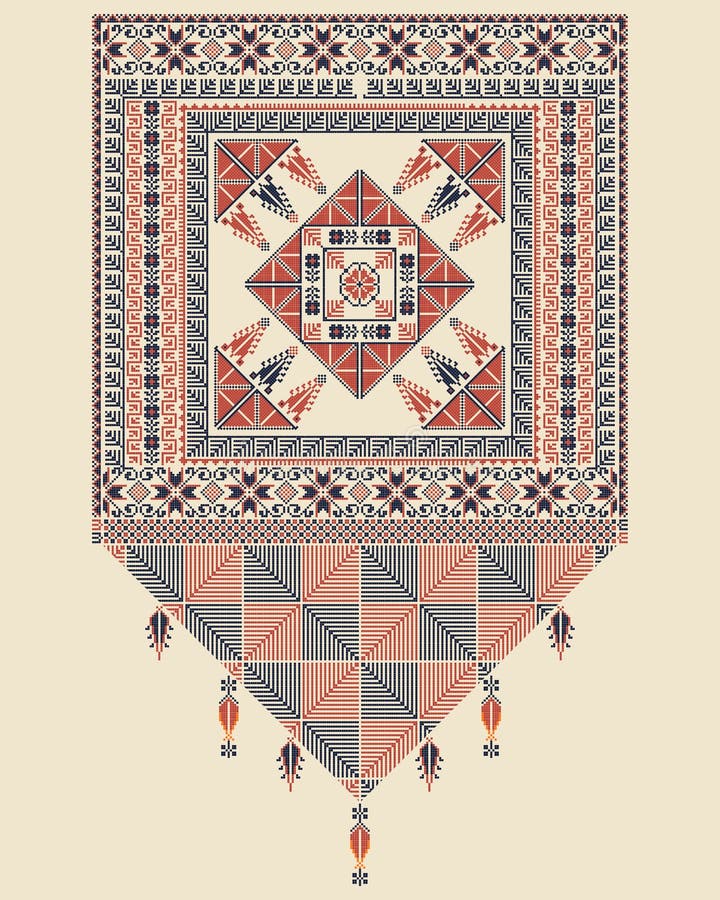 Palestinian Tatreez Pattern Stock Vector - Illustration of crossstitch ...