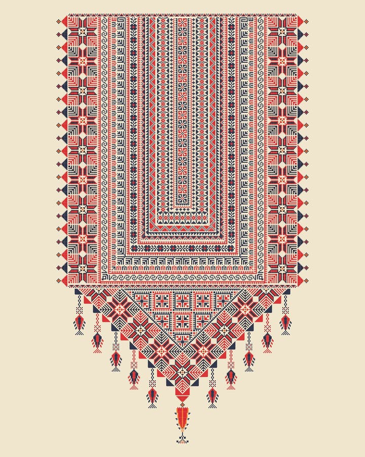 Palestinian Tatreez Pattern Stock Vector - Illustration of decor, motif ...