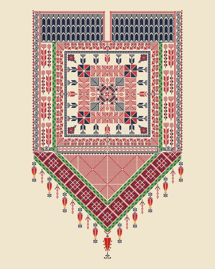 Palestinian Tatreez Pattern Stock Vector - Illustration of embroidered ...