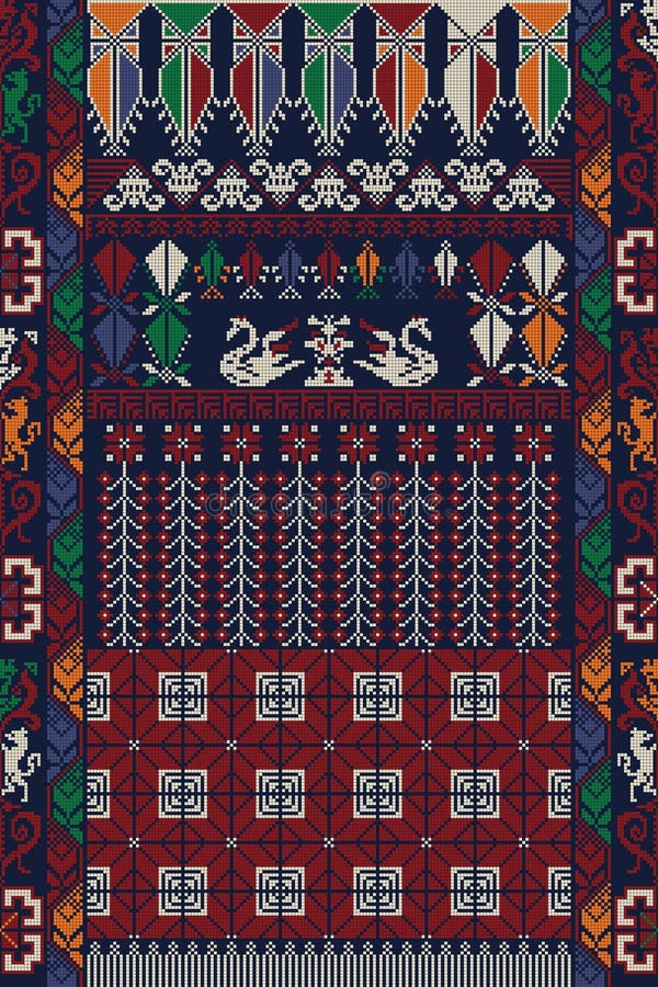 Palestinian Tatreez, Template Pattern 16 Stock Vector - Illustration of ...