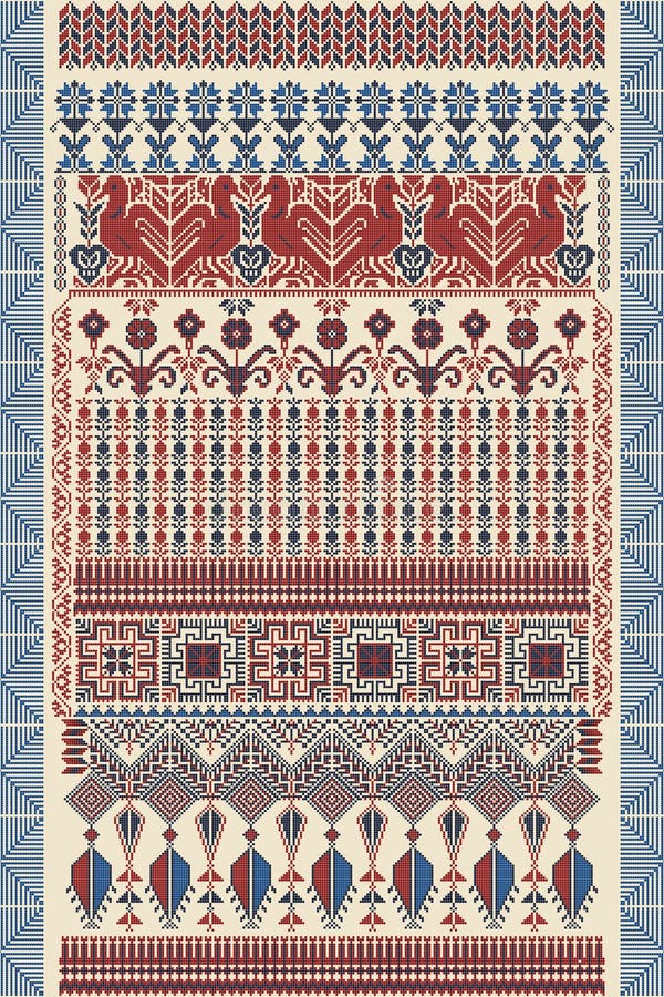 Palestinian Tatreez, Template Pattern 23 Stock Vector - Illustration of ...