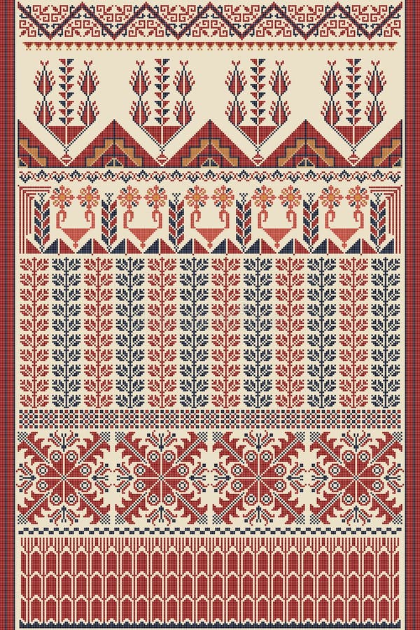Palestinian Tatreez, Template Pattern 28 Stock Vector - Illustration of ...