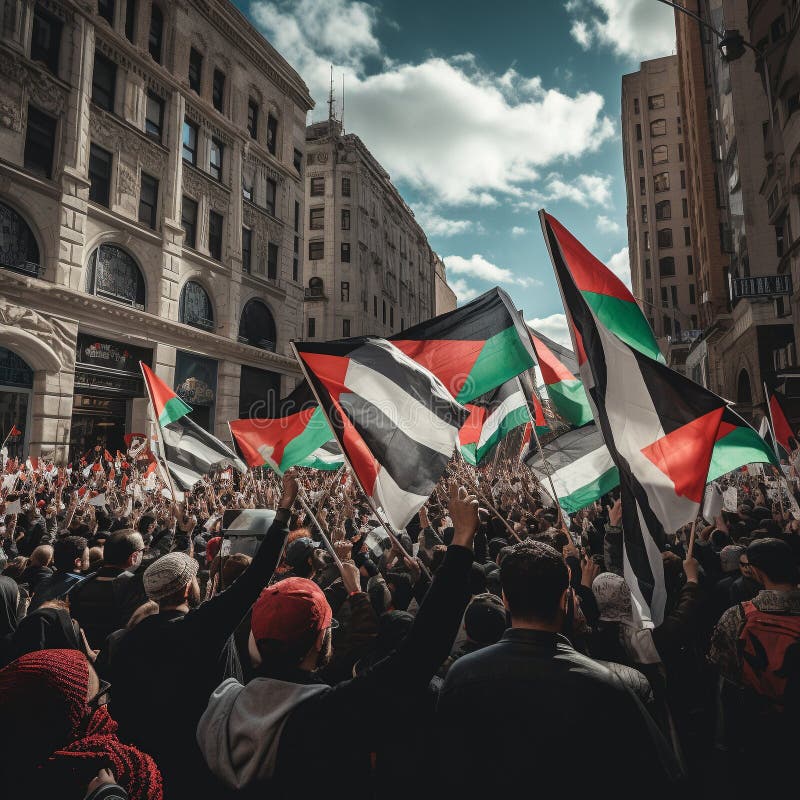 Palestinian War Protest stock illustration. Illustration of ...