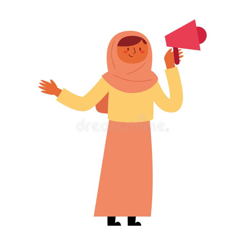 Palestinian Woman with Megaphone Stock Vector - Illustration of vector ...