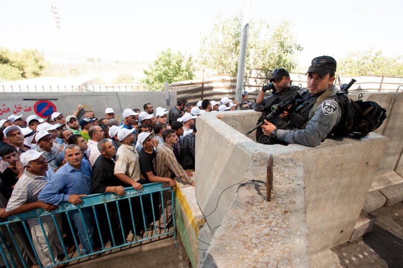 Palestinians At Israeli Military Checkpoint Editorial Photo - Image ...
