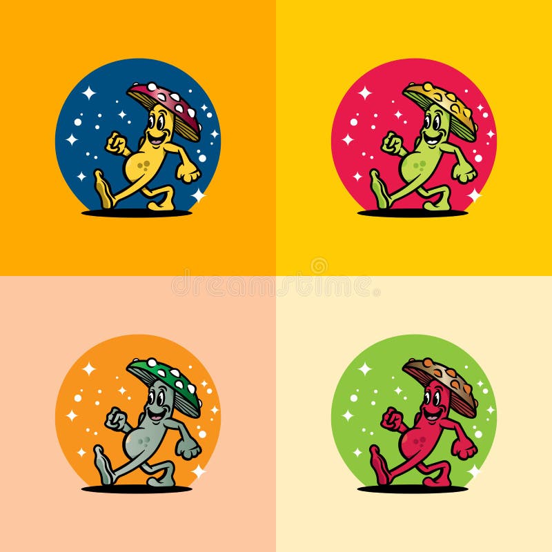 Mushroom Cartoon Character Running Stock Vector - Illustration of ...