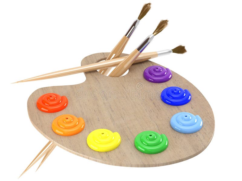 Palet met olieverf stock illustratie. Illustration of penseel - 7928746