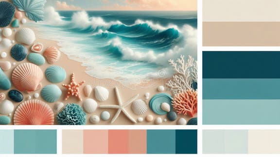 Seashells and Ocean Palette Stock Illustration - Illustration of ...