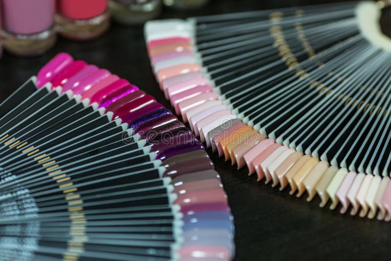 Palette with Colored Nail Polishes, Close-up Stock Image - Image of ...