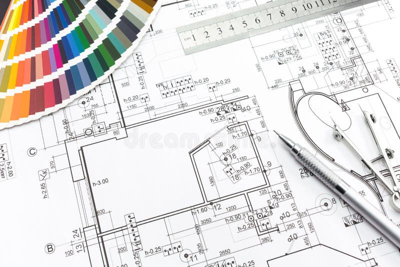 Palette of colors and plan stock photo. Image of industry - 39728594