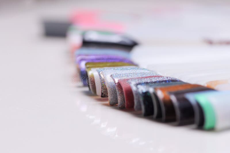 Palette with Colors of Shellac Nail Polish. Stock Image - Image of ...