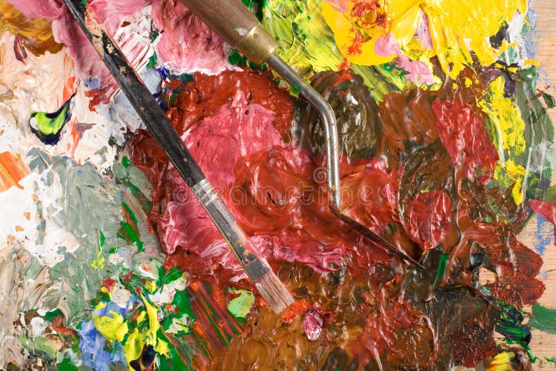 Palette Des Malers Mit Mehrfachen Farben Stockbild - Bild von lack ...