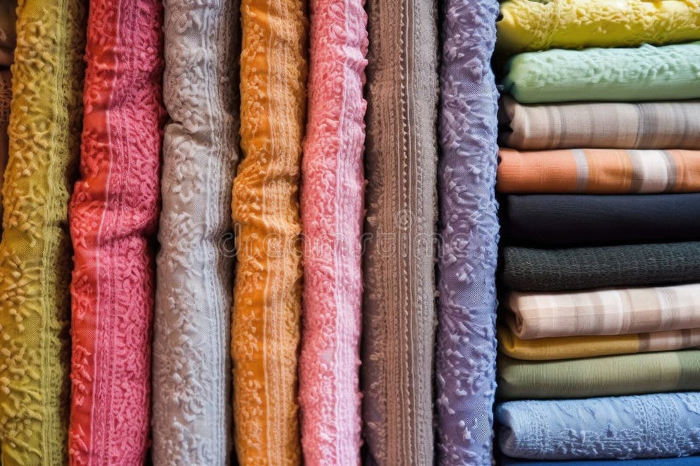 A Palette of Fabrics in Different Colors and Patterns Stock Photo ...