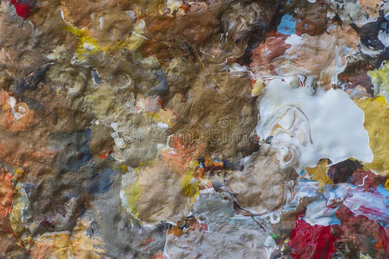 Palette of mixed oil paint stock photo. Image of variety - 179790686
