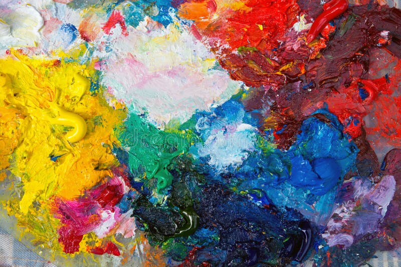 Palette with oil paint stock image. Image of background - 24882763