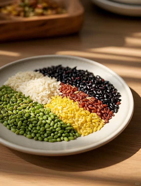 Palette of Purity: Diverse Rice and Grains on Display Stock Image ...