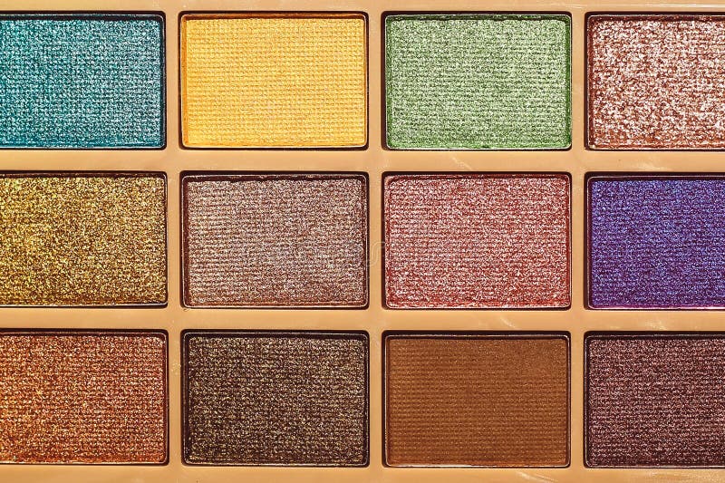A Palette of Shimmery Eyeshadows in Different Colors. Stock Photo ...