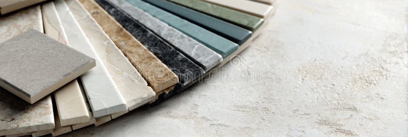 Ceramic Tile Palette Arranged on a Light Surface Showcasing Various ...