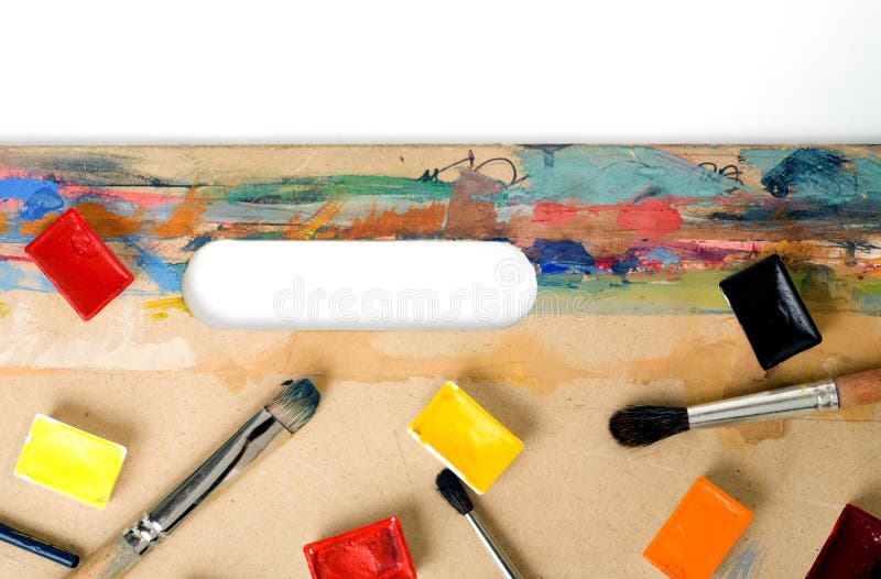 Palette on tablet colorful stock photo. Image of gouache - 88840568