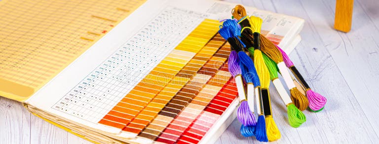 Palette of Thread Colors. Threads for Embroidery Knitting Stock Image ...