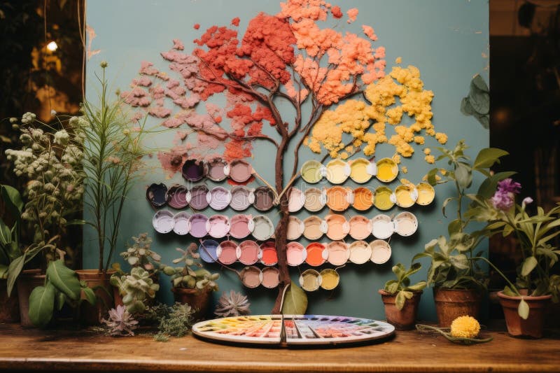 Palette of Various Paints, Samples, in the Interior, on the Wall Stock ...