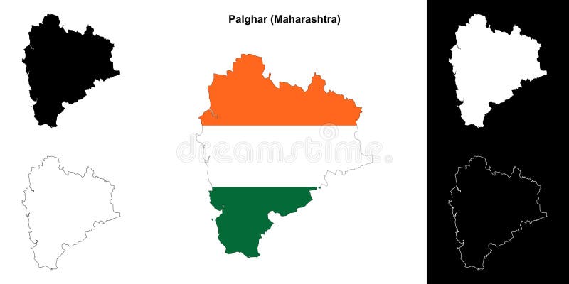 Palghar outline map stock vector. Illustration of district - 368832215