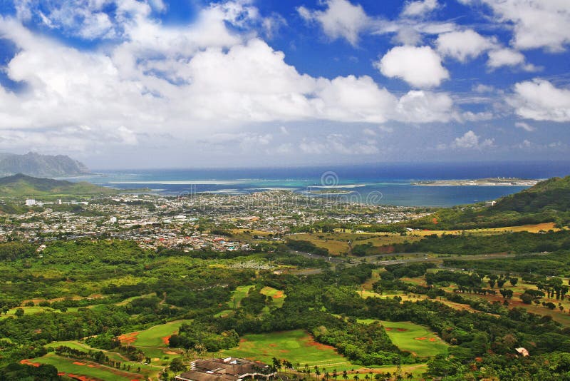 Pali lookout Hawaii stock image. Image of trees, hike - 1981089