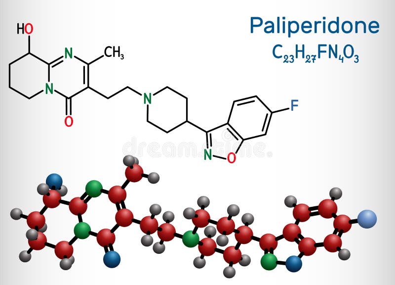Paliperidone Molecule, Structural Chemical Formula, Ball-and-stick ...