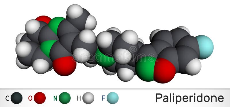 Paliperidone Molecule, Structural Chemical Formula, Ball-and-stick ...