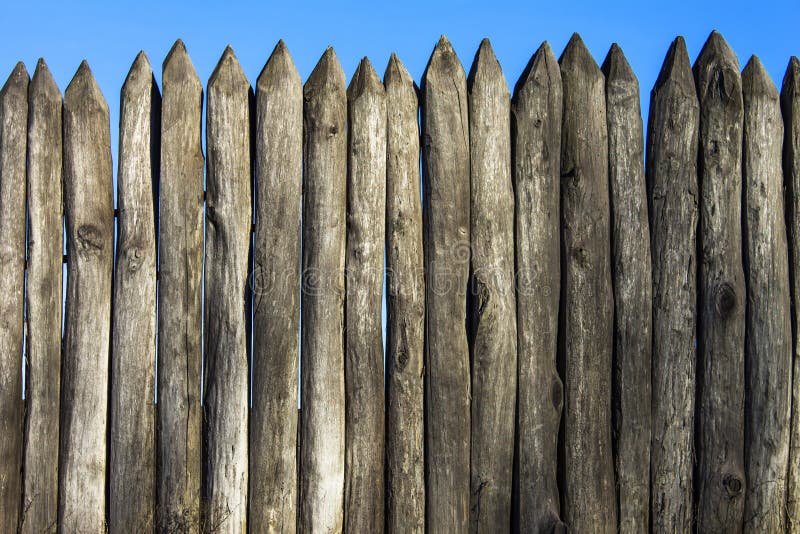 Palisade Stockade Palings Logs and Blue Sky Stock Photo - Image of ...