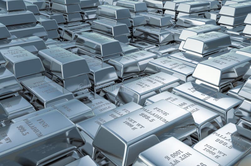 Palladium Ingots, Bars Background. 3D Rendering Stock Illustration ...