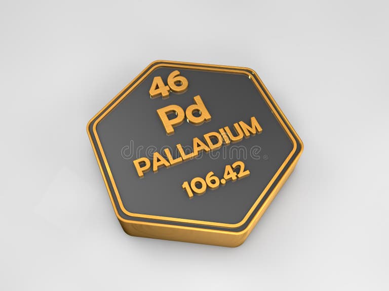 Palladium - Pd - Chemical Element Periodic Table Hexagonal Shape Stock ...