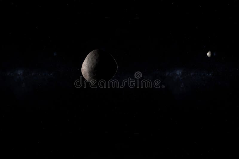 Pallas Asteroid Orbiting with Jupiter Planet. 3d Render Stock ...