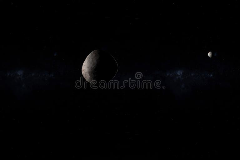 Pallas Asteroid Orbiting with Jupiter Planet. 3d Render Stock ...