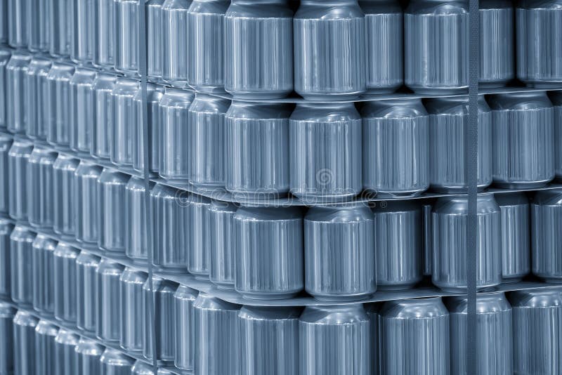 The Pallet of Aluminum Can in the Light Blue Scene Stock Image - Image ...