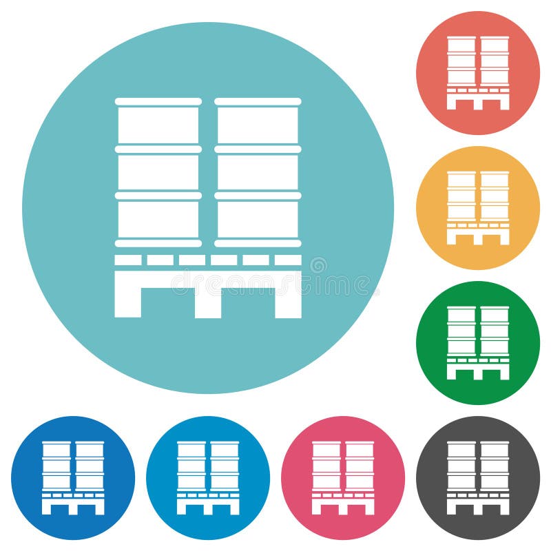 Pallet with Barrels Flat Round Icons Stock Vector - Illustration of ...