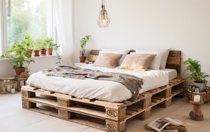 Pallet Bed DIY Project on Generative Ai . Stock Illustration ...
