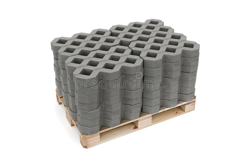 Pallet with Blocks of Concrete Grass Pavers Stock Illustration ...