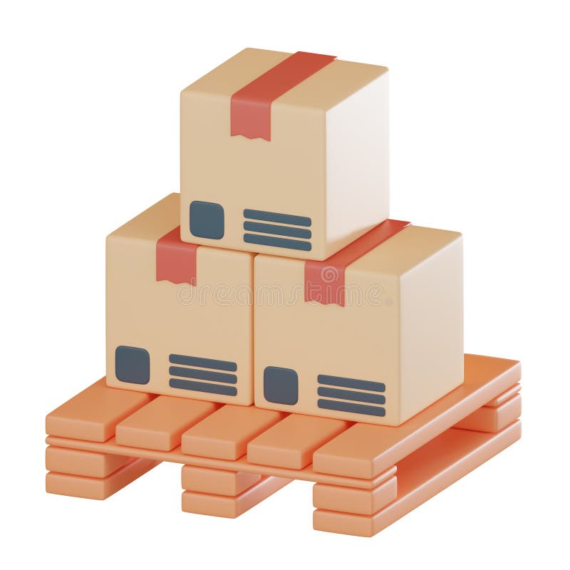 Pallet Box Logistics Icon 3D Render Stock Illustration - Illustration ...