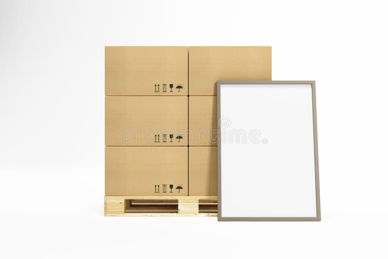 Pallet with Boxes and Empty Billboard Stock Image - Image of freight ...