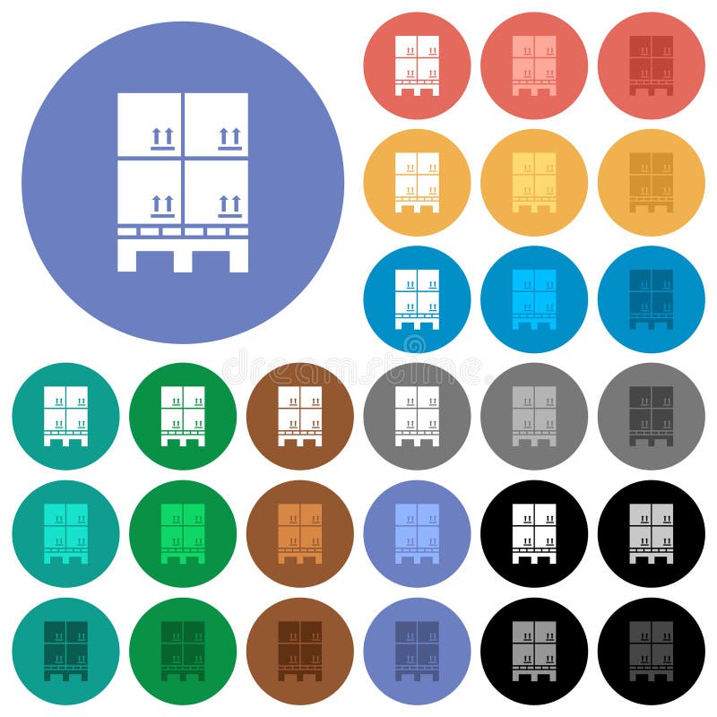 Pallet with Boxes Round Flat Multi Colored Icons Stock Vector ...