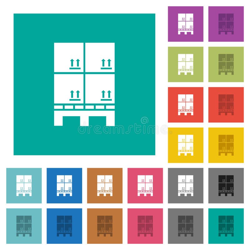 Pallet with Boxes Square Flat Multi Colored Icons Stock Vector ...