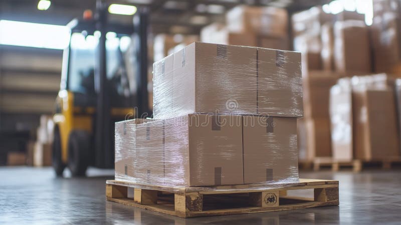 A Pallet of Boxes is Stacked on Top of Another Pallet Stock ...