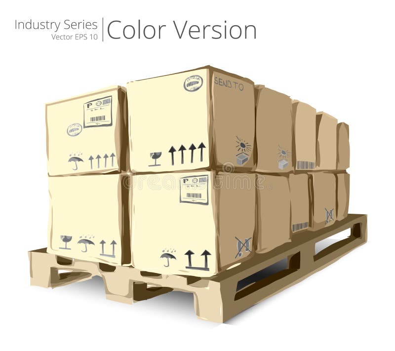 Pallet with Boxes. stock illustration. Illustration of metal - 57283043