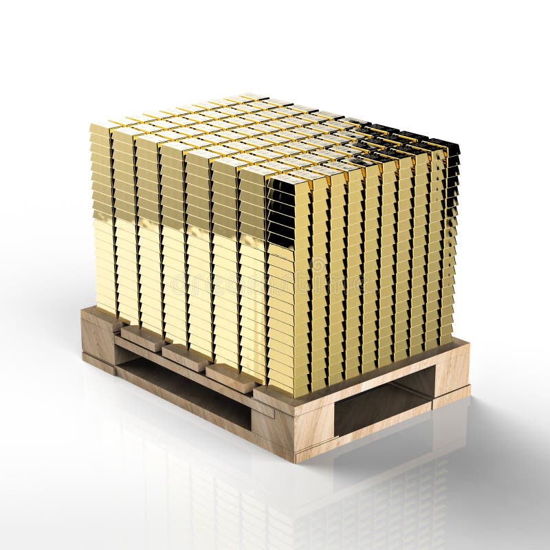 Pallet with Bullion of Gold Stock Illustration - Illustration of ...