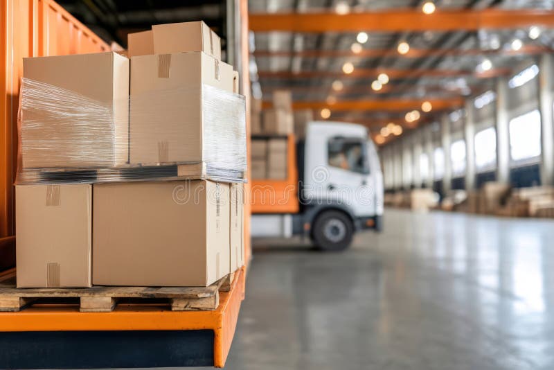 Pallet of Cargo Boxes Ready for Shipment in a Warehouse Stock Image ...