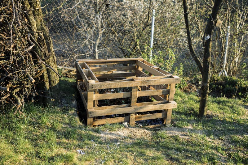 Pallet Compost Bin. Composter Made Og Pallets in Garden Stock Image ...