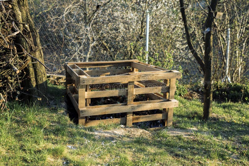 Pallet Compost Bin. Composter Made Og Pallets in Garden Stock Photo ...