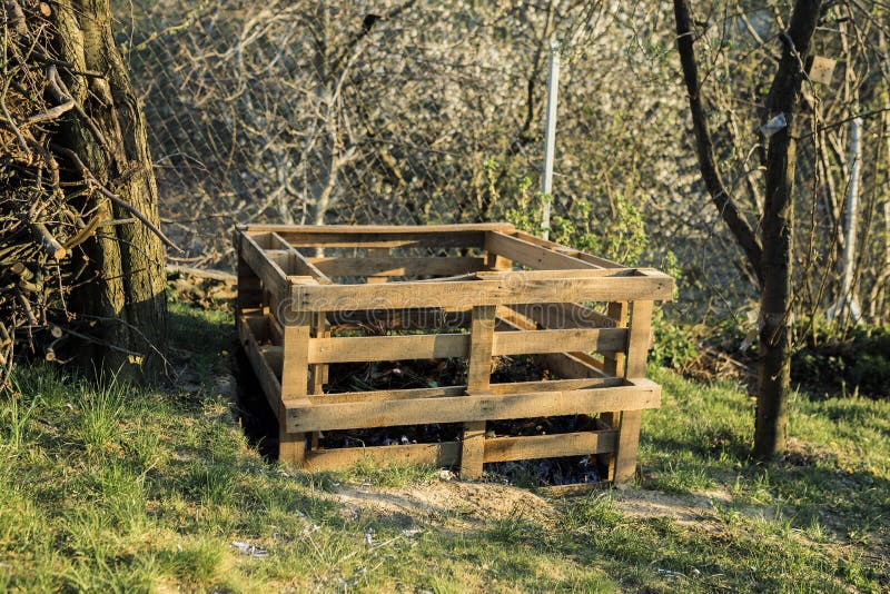 Pallet Compost Bin. Composter Made Og Pallets in Garden Stock Image ...