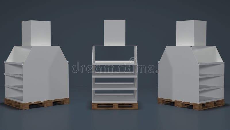 Pallet Display Product Shelf with 4 Side Header for Superstore 3D ...